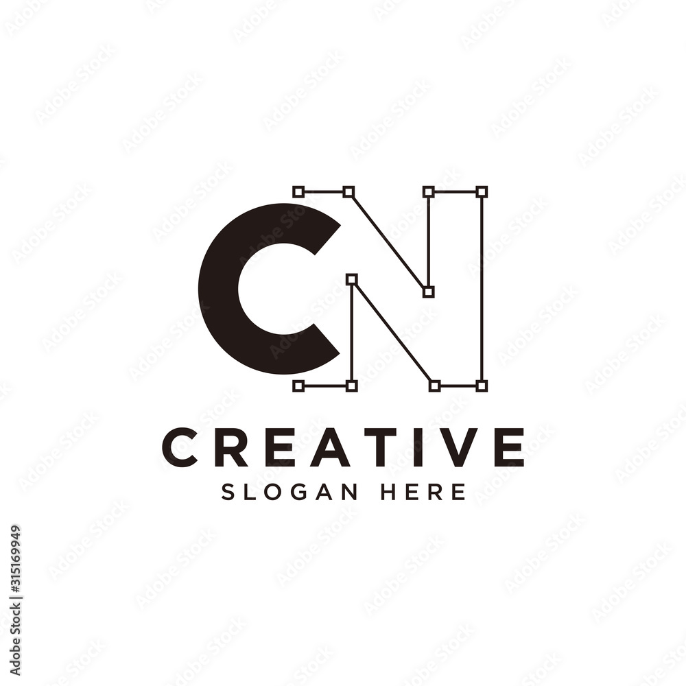 Initial CN logo design with curved line - vector Stock Vector | Adobe Stock