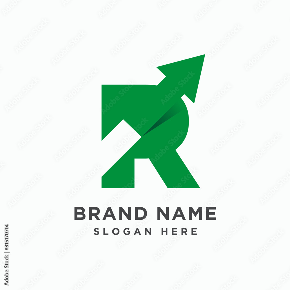 Initial letter R with arrow logo design template vector Stock Vector ...
