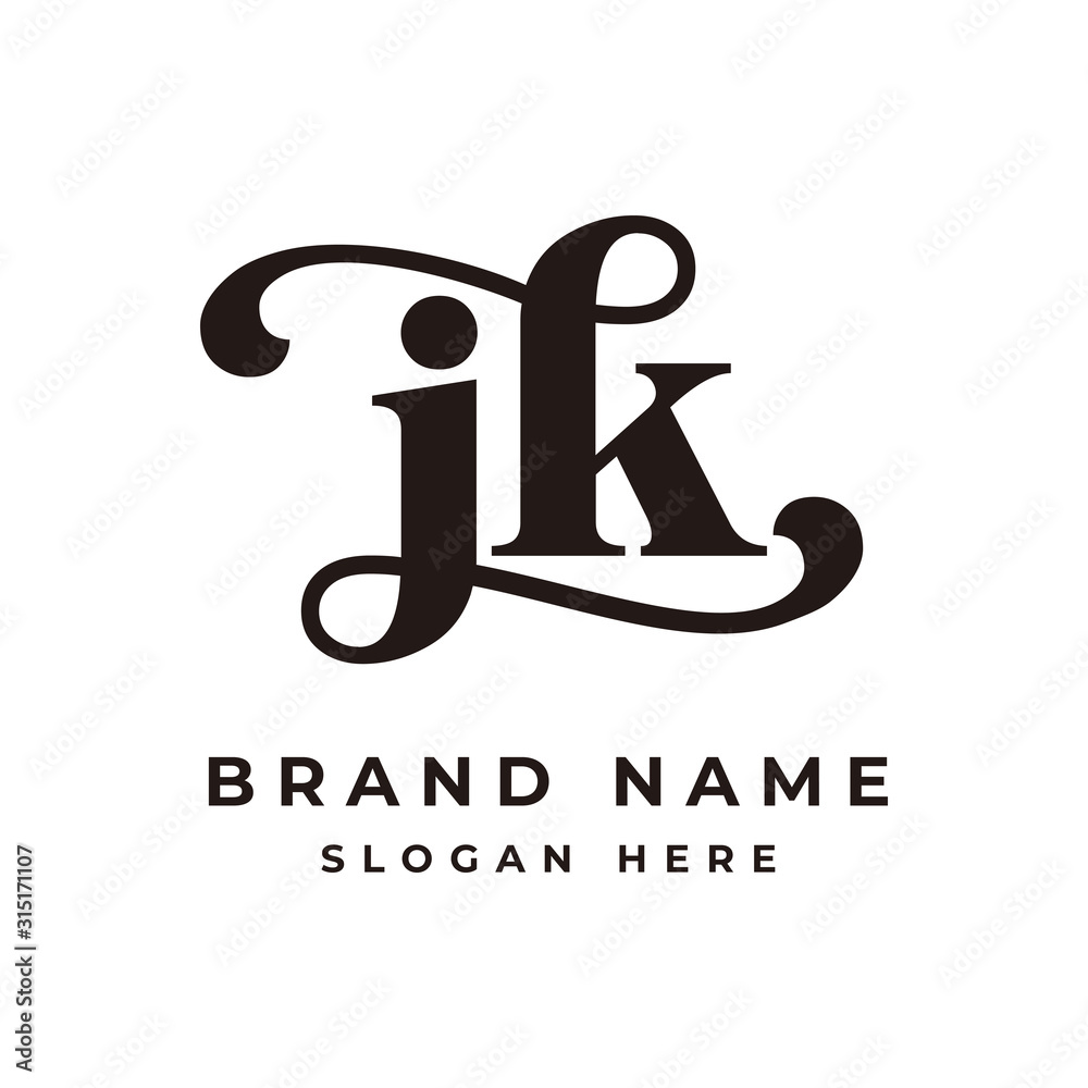 Initial letter JK logo design template - vector Stock Vector | Adobe Stock