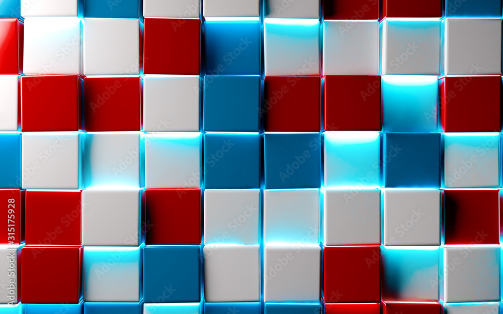 Abstract red and blue blocks or cubes background.trendy design of ...