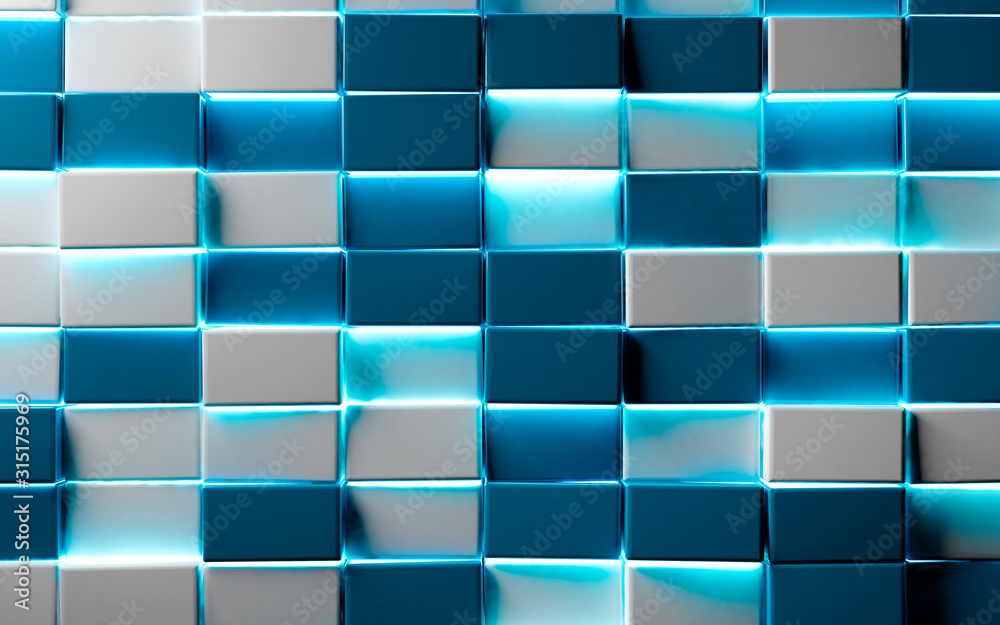 Abstract blue blocks or cubes background.trendy design of mosaic shiny ...