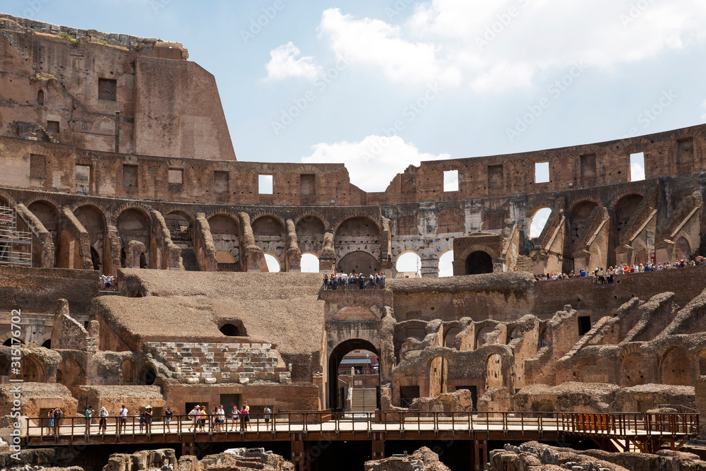 Rome, Italy – July 11, 2016: Inside view of the The Colosseum or ...