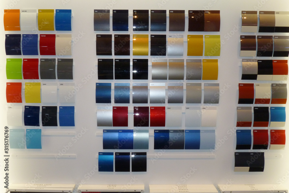 color paint chart to choose color for new vehicle car Stock Photo ...