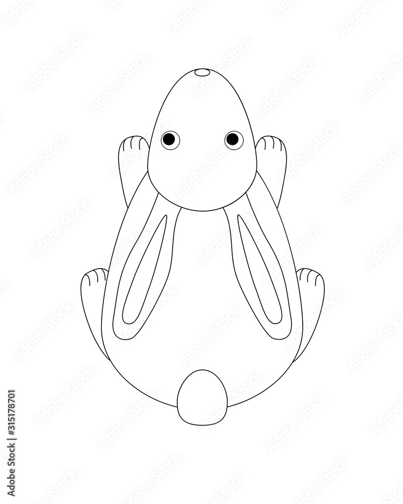 Rabbit for coloring. Cute, small, vector rabbit - top view. Children's ... Rabbit for coloring. Cute, small, vector rabbit - top view. Children's ...