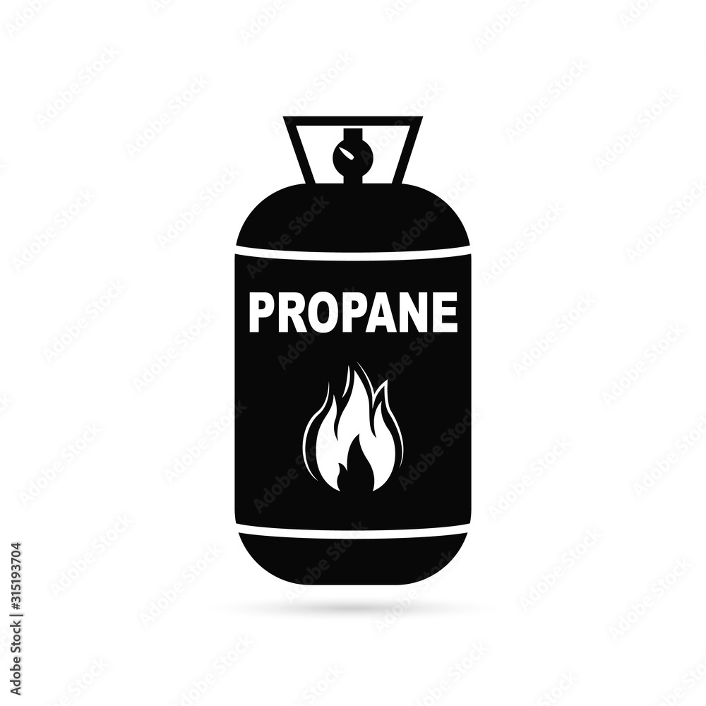 Flammable gas tank icon. Silhouette of Propane monochrome vector ...