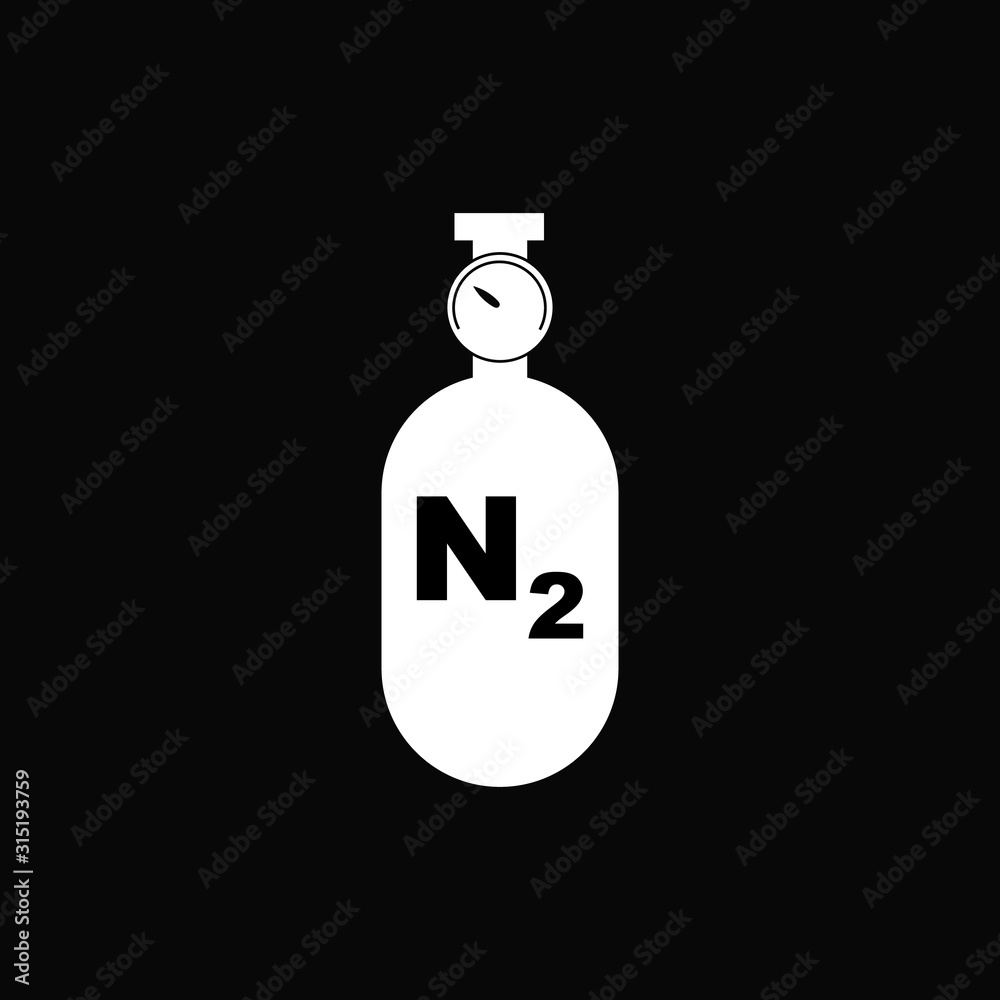 Nitrogen Gas Cylinder with manometer. Vector illustration isolated on ...