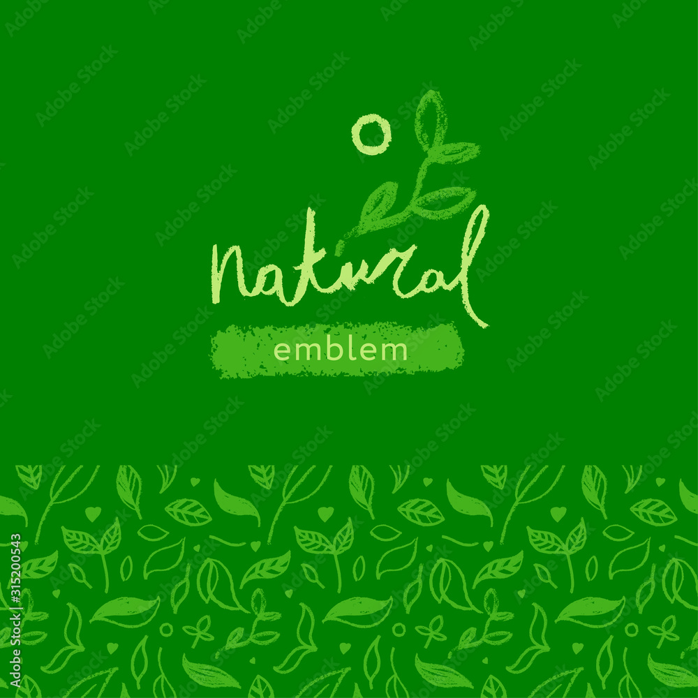 Organic seamless pattern vector background. Hand drawn natural elements ...