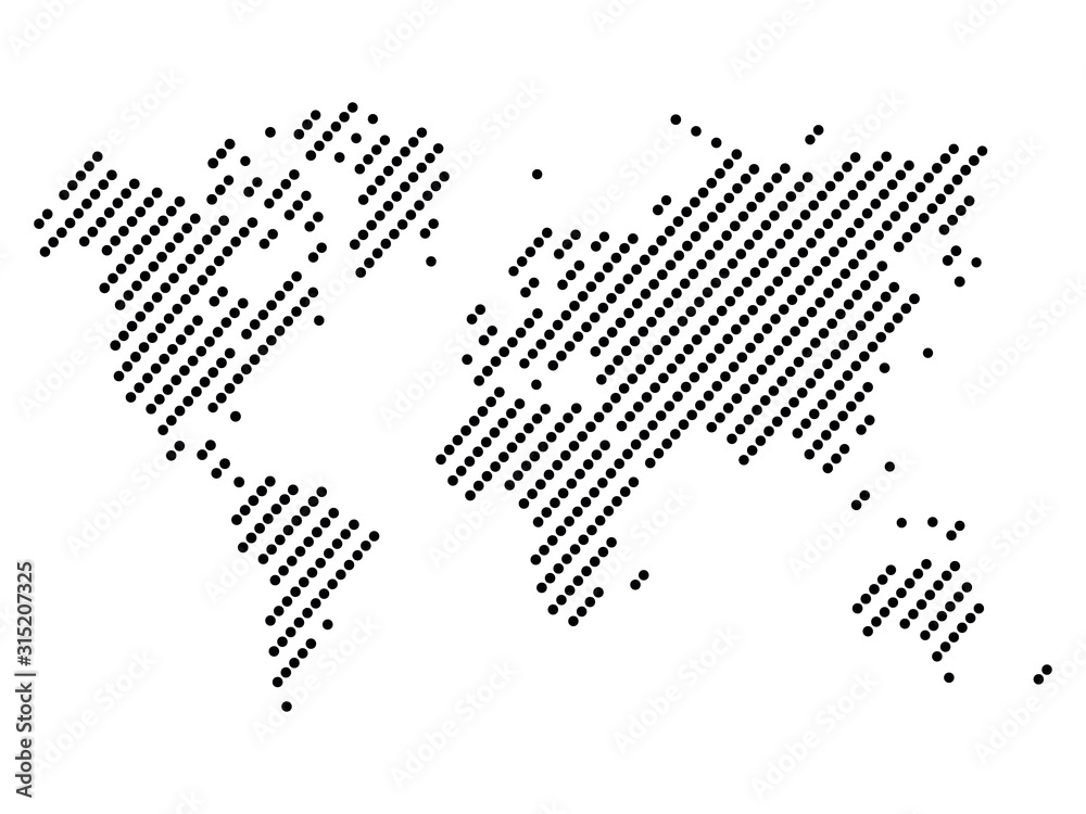 Dotted map of World. Halftone design. Simple flat vector illustration ...