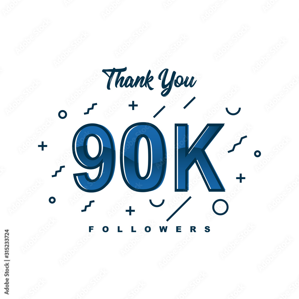 Thank You 90k Followers Template Design Stock Vector | Adobe Stock