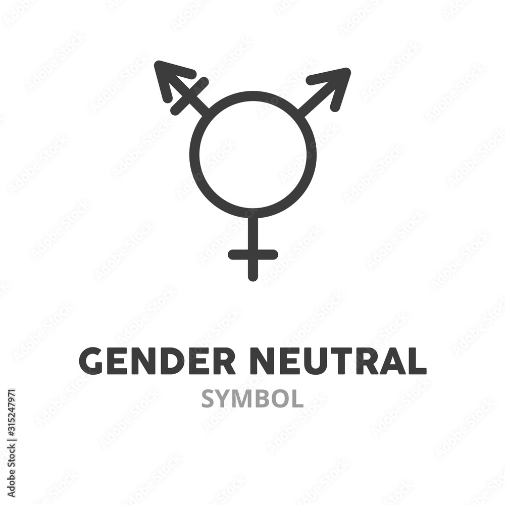 Gender neutral symbol thin line icon. Vector illustration symbol ...