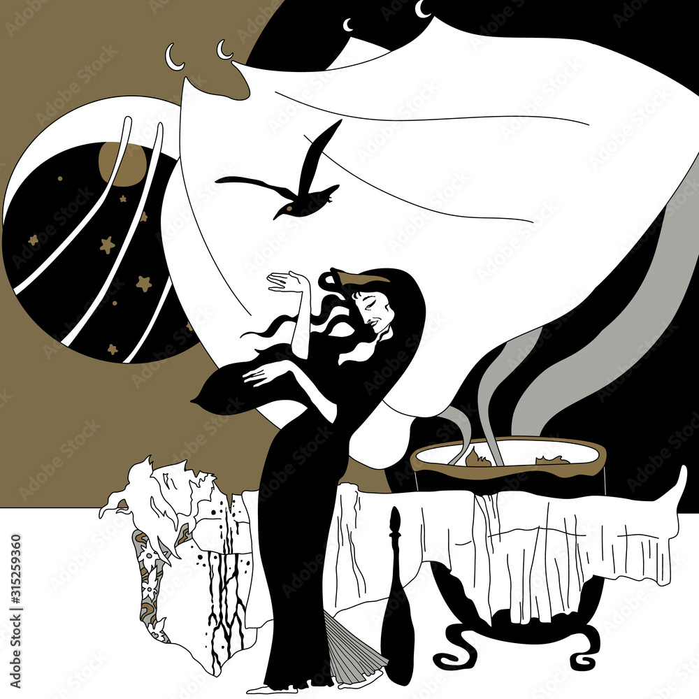 Isolated vector illustration. Ancient Greek mythology. Medea ...