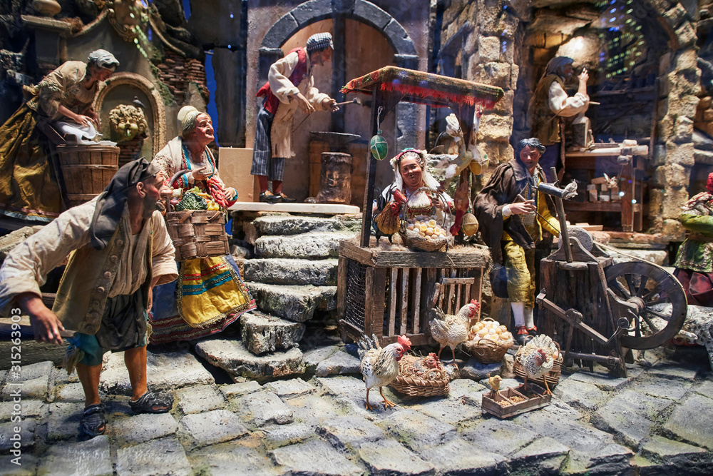 Diorama of the miniature modelling toy city showing the life scene in ...