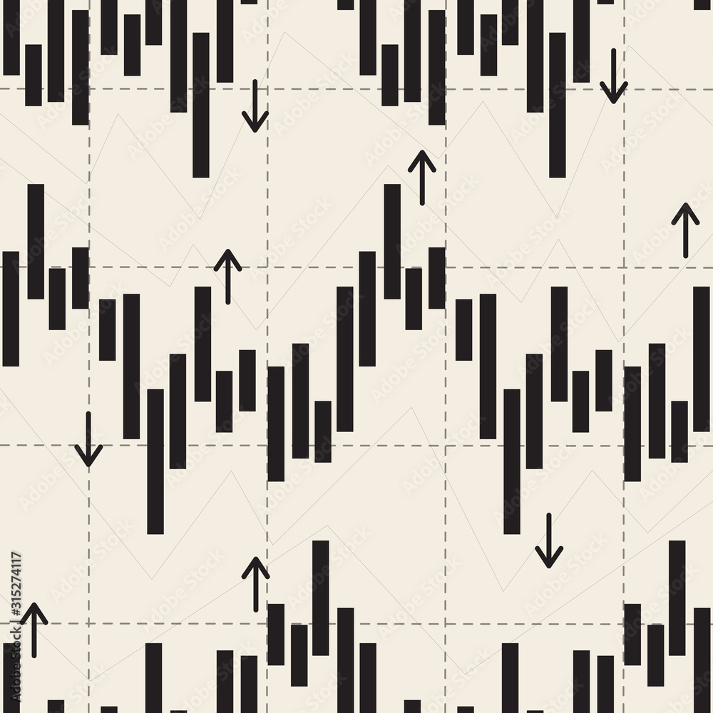 monochrome abstract stock market investmen chart with arrow up and down ...