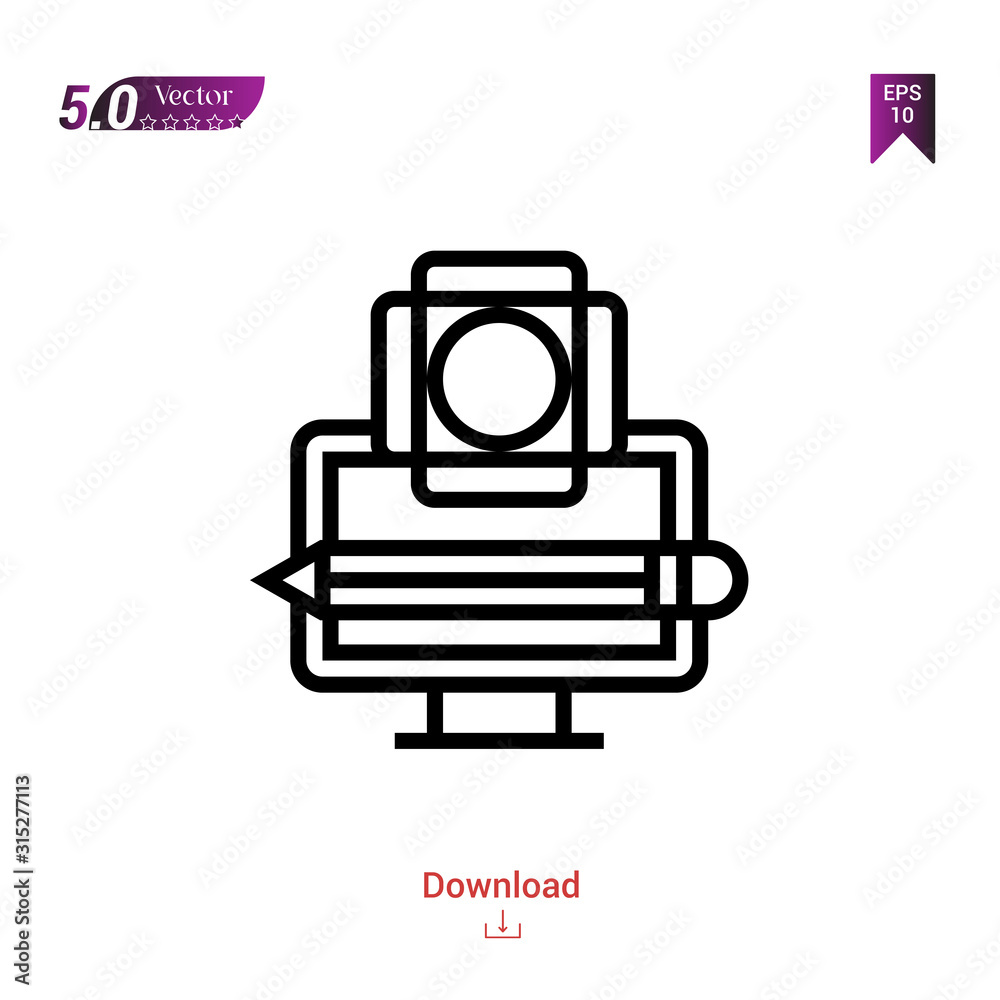 Outline graphic-design icon vector isolated on white background ...