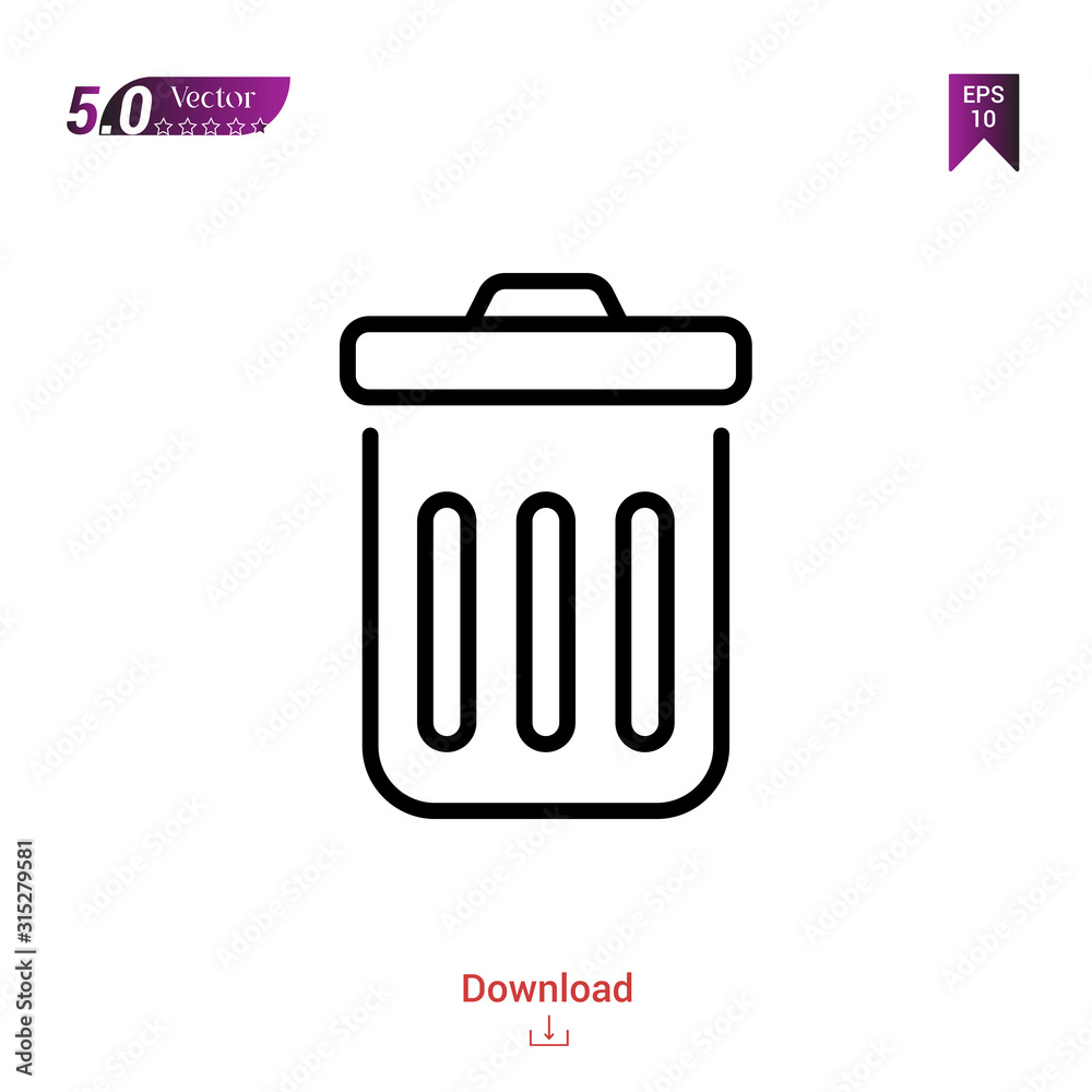 Outline delete icon. delete icon vector isolated on white background ...