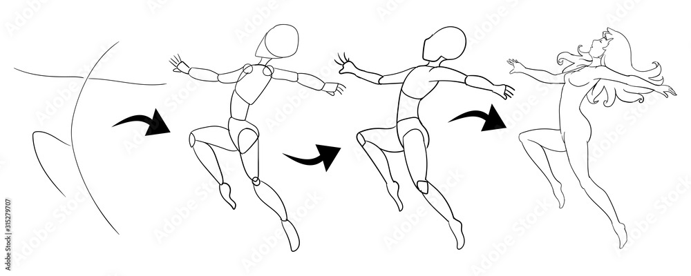 vector illustration, step or process of drawing for practice Stock ...