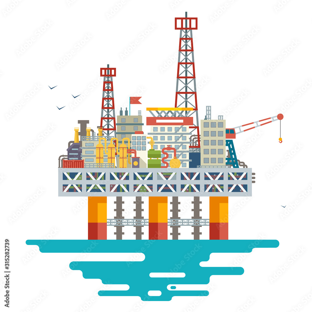 Offshore platform oil production colloquially rig mineral ocean sea ...