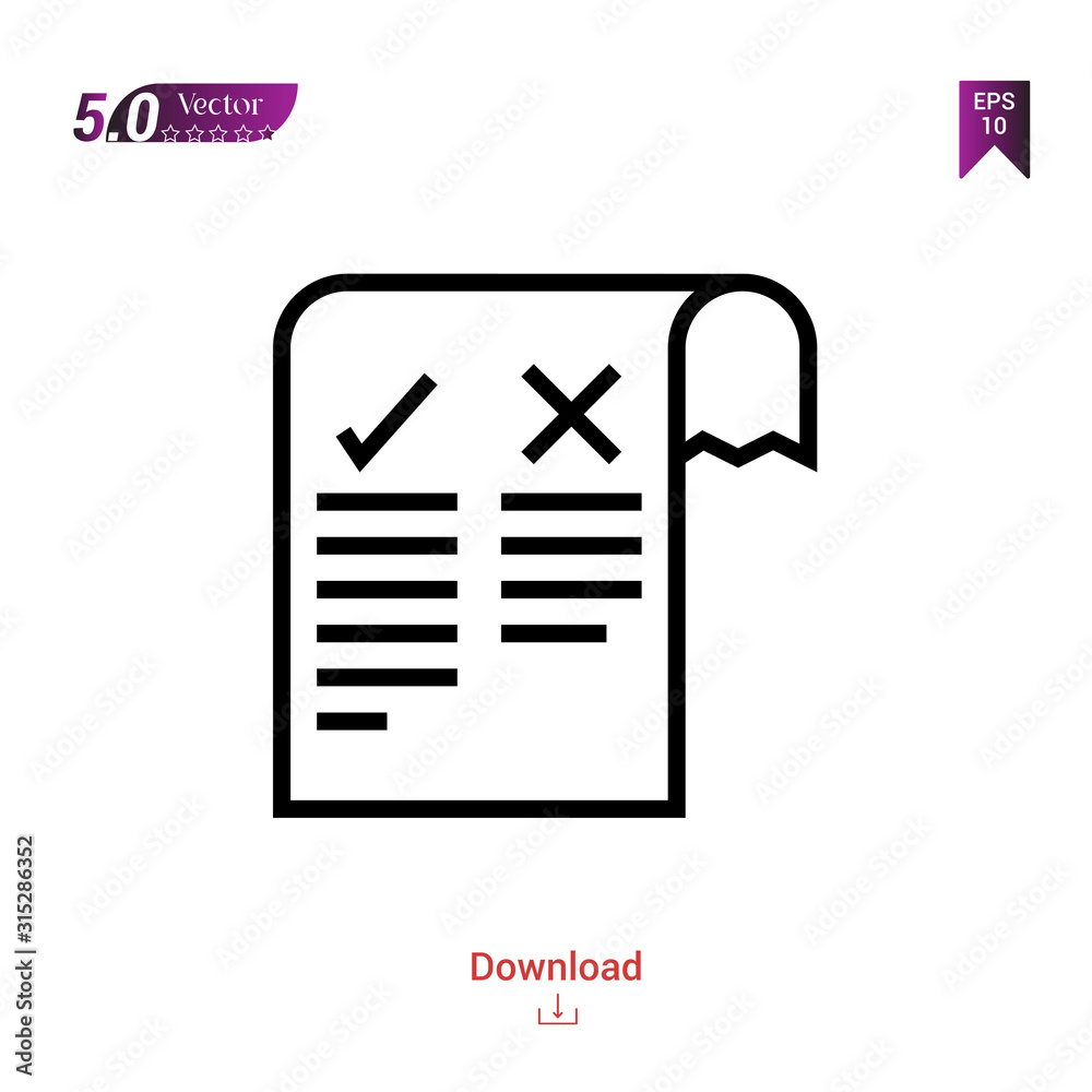 Outline pros-and-cons icon vector isolated on white background. Graphic ...