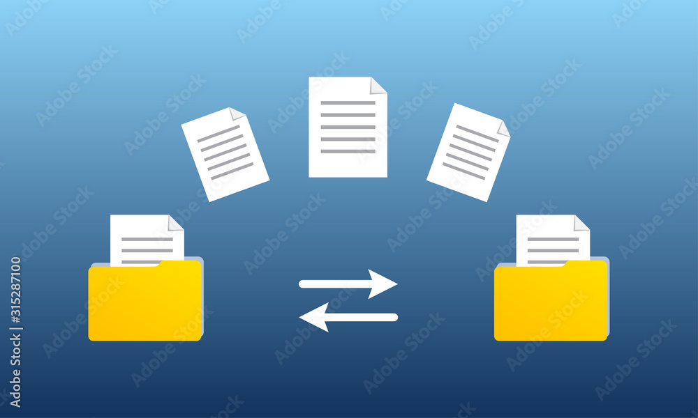File transfer. Copy or Exchange paper document or file from one folder ...