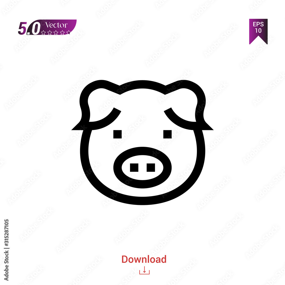 Outline pig head icon. pig head icon vector isolated on white ...