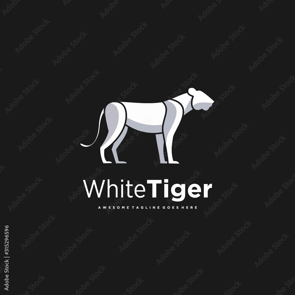 Vector Logo Illustration White Tiger Glyph Style Stock Vector | Adobe Stock
