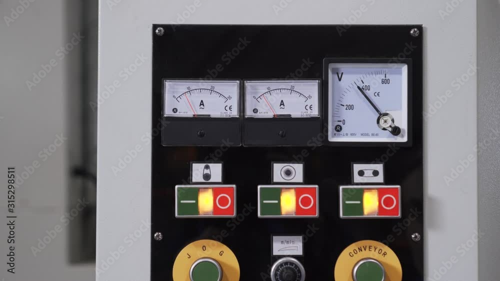 Vintage power indicators measuring of voltage, pressure, amperage ...