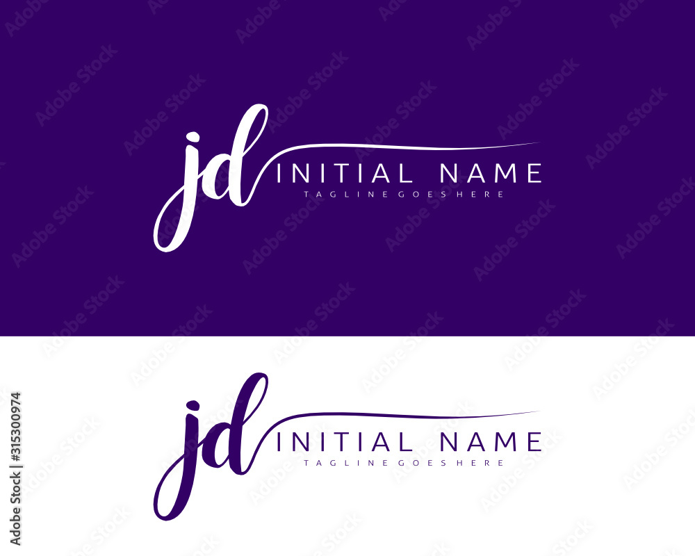 J D JD Initial handwriting logo vector. Hand lettering for designs ...