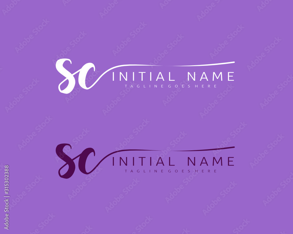 S C SC Initial handwriting logo vector. Hand lettering for designs ...