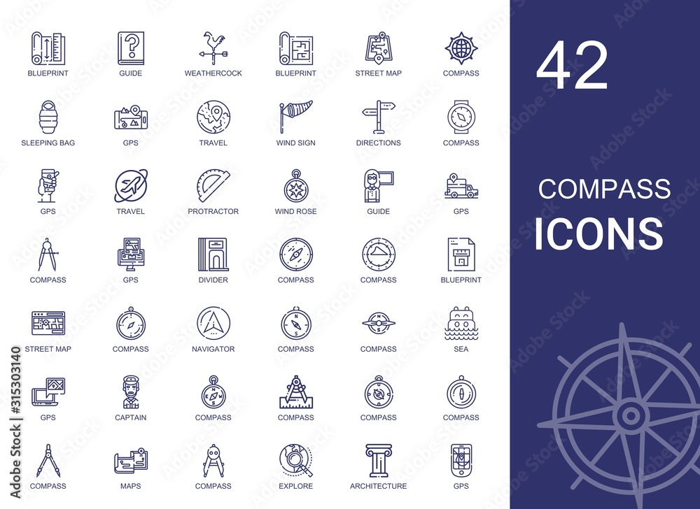 compass icons set Stock Vector | Adobe Stock
