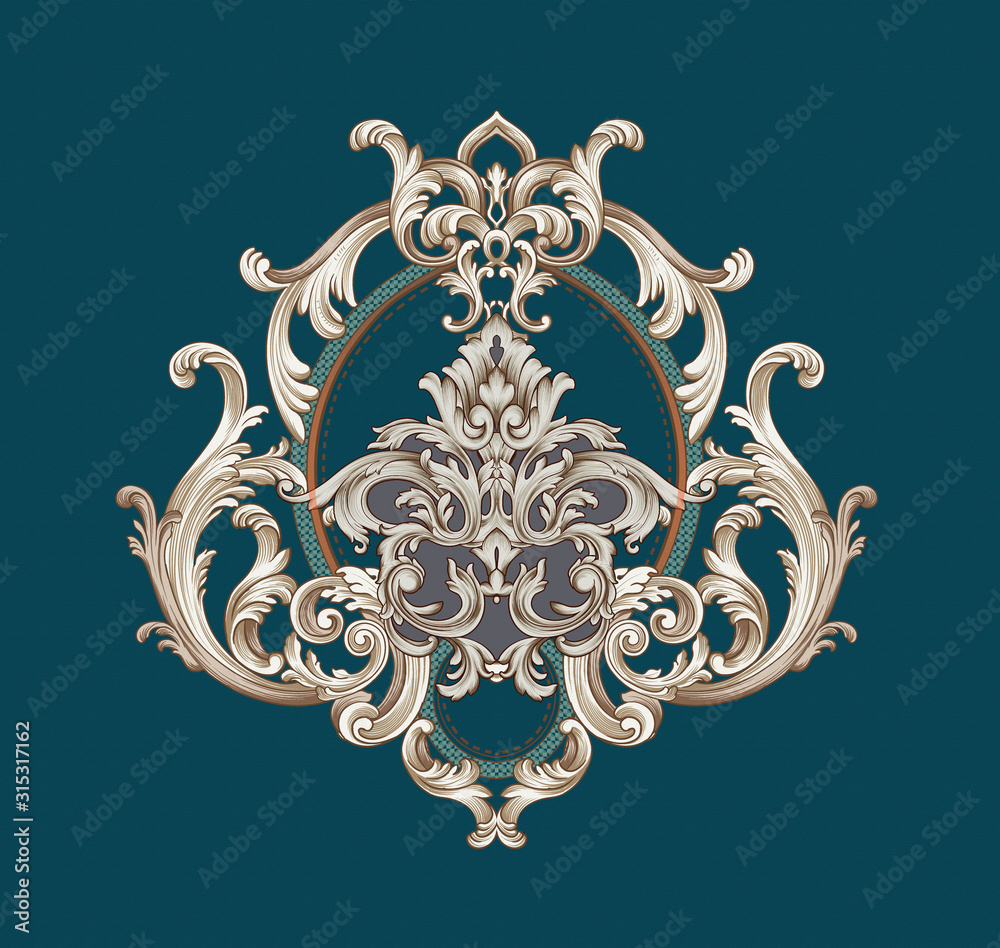 Exquisite baroque design, rococo design, suitable for textile clothing ...