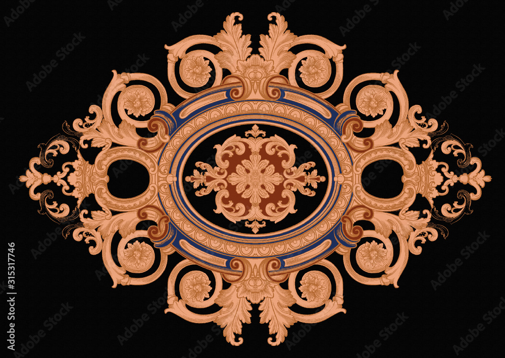 Exquisite baroque design, rococo design, suitable for textile clothing ...
