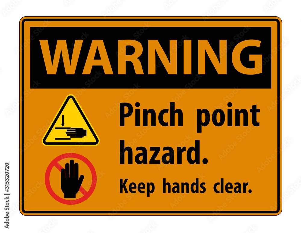 Warning Pinch Point Hazard,Keep Hands Clear Symbol Sign Isolate on ...