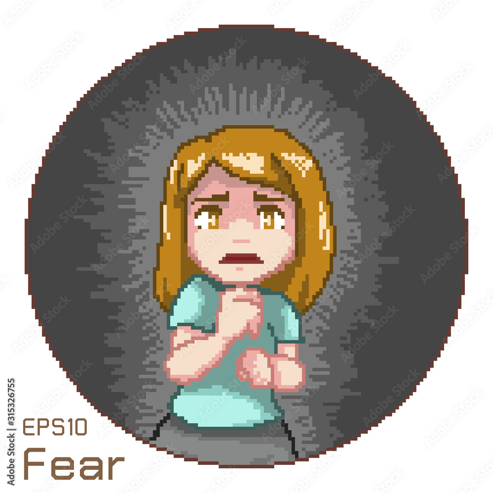vector pixel art of woman in fear emotional Stock Vector | Adobe Stock