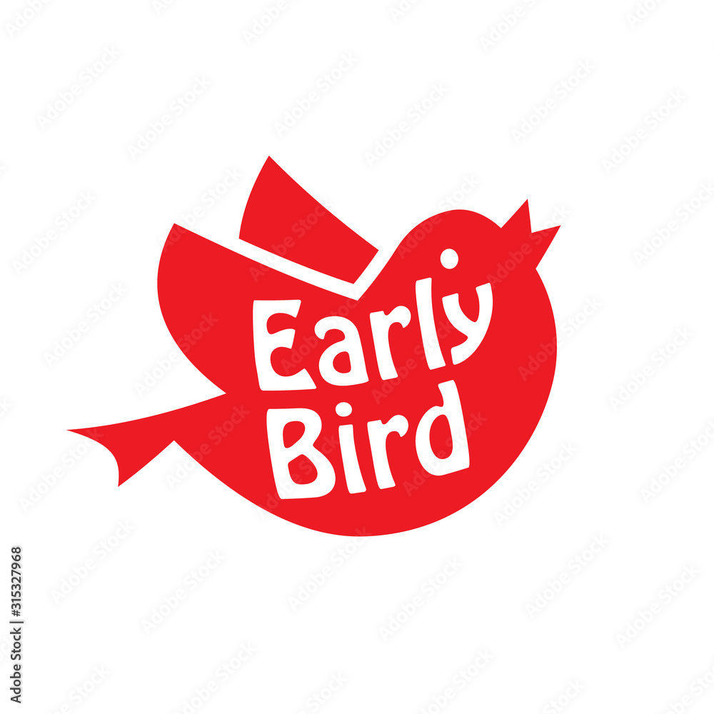 Early bird red icon. Clipart image isolated on white background Stock ...
