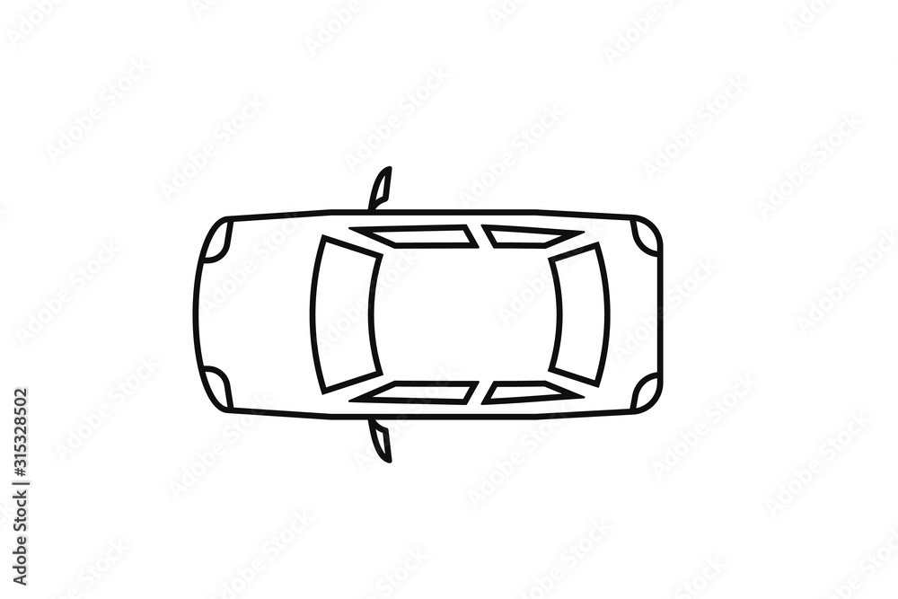 Cars top view outline icon. Clipart image isolated on white background ...