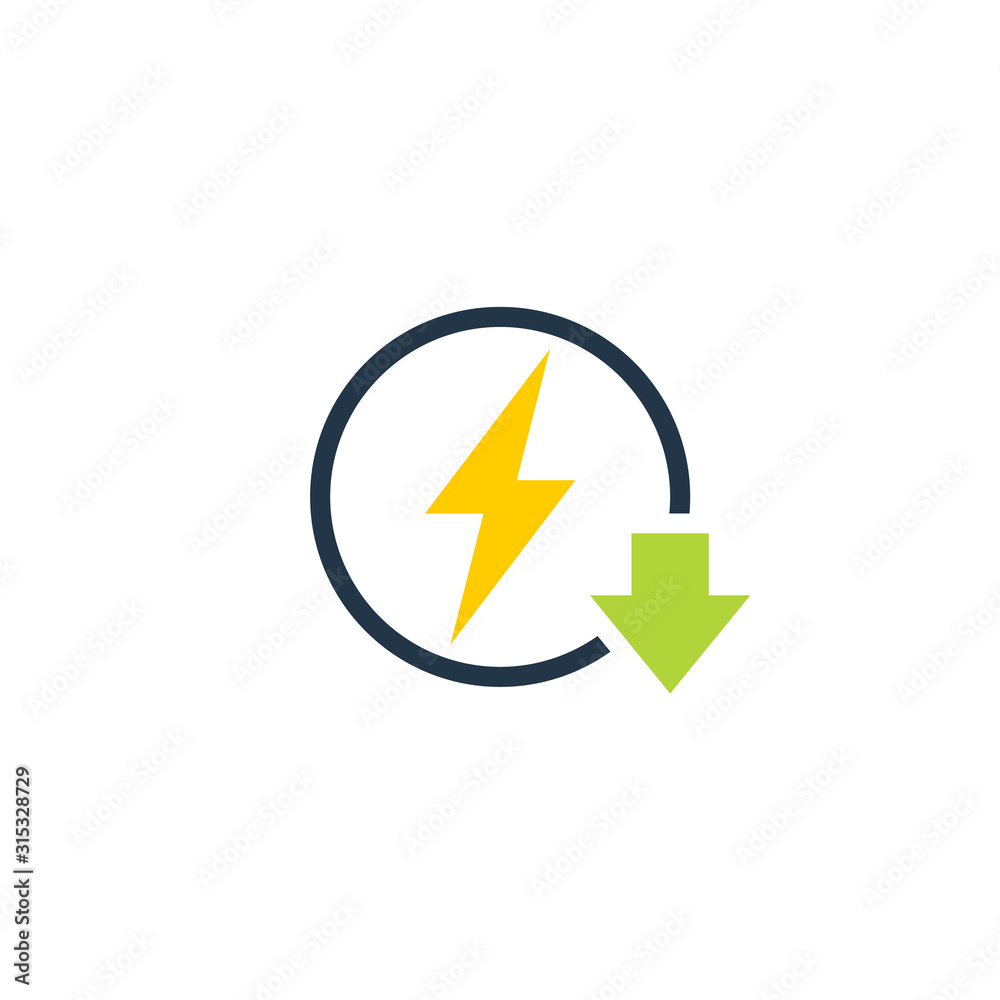 Energy reduction icon. Clipart image isolated on white background Stock ...