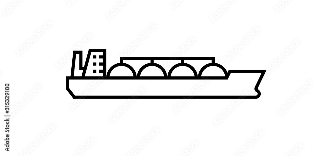 Large lng tanker outline icon. Clipart image isolated on white ...