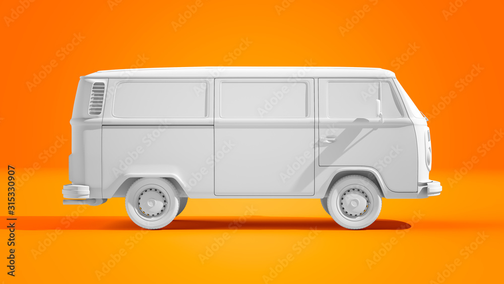 Mini bus template for car branding and advertising. 3D illustration ...