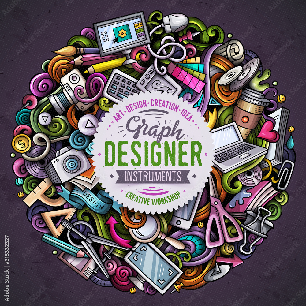 Cartoon vector doodles Art and Design illustration Stock Vector | Adobe ...