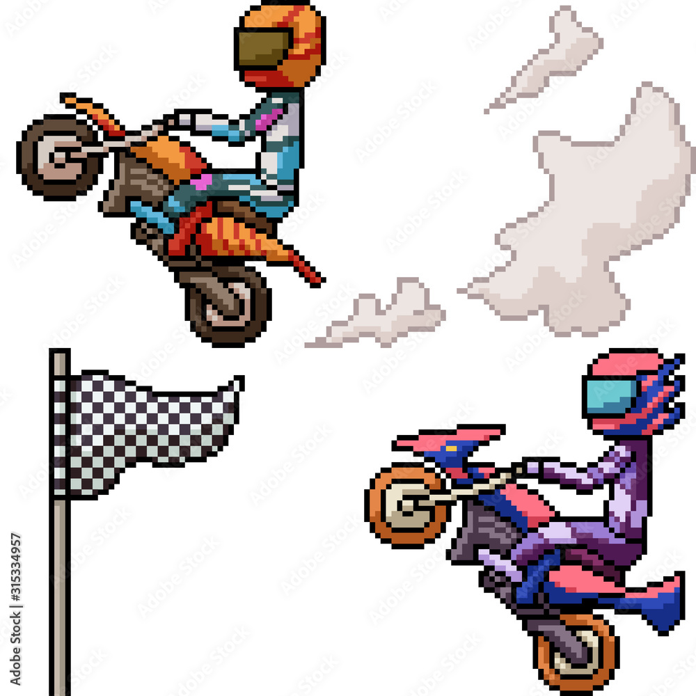 vector pixel art biker race Stock Vector | Adobe Stock