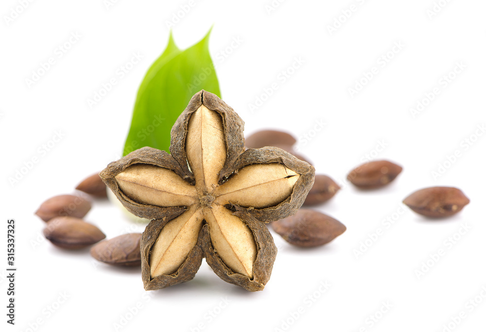 Nuts Incas , sacha inchi peanut seed an isolated on white background ...
