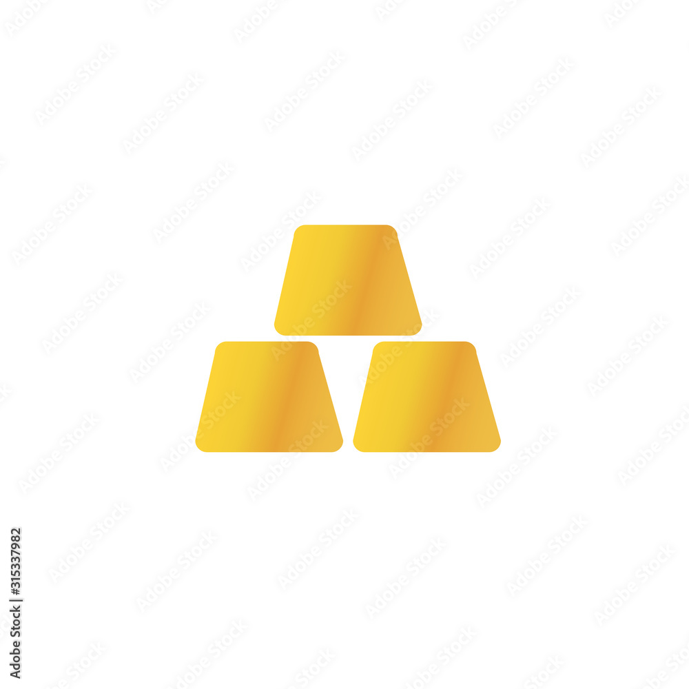 Gold Ingots flat style element illustration. cartoon design on white ...