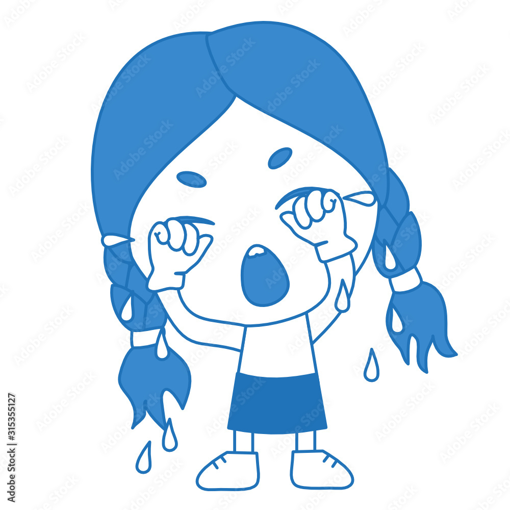 emoticon with a crying girl, from the eyes of which tears sprinkle ...