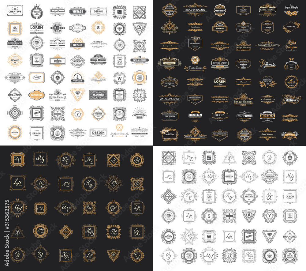 Collection of vintage logos and symbols. Stock Vector | Adobe Stock