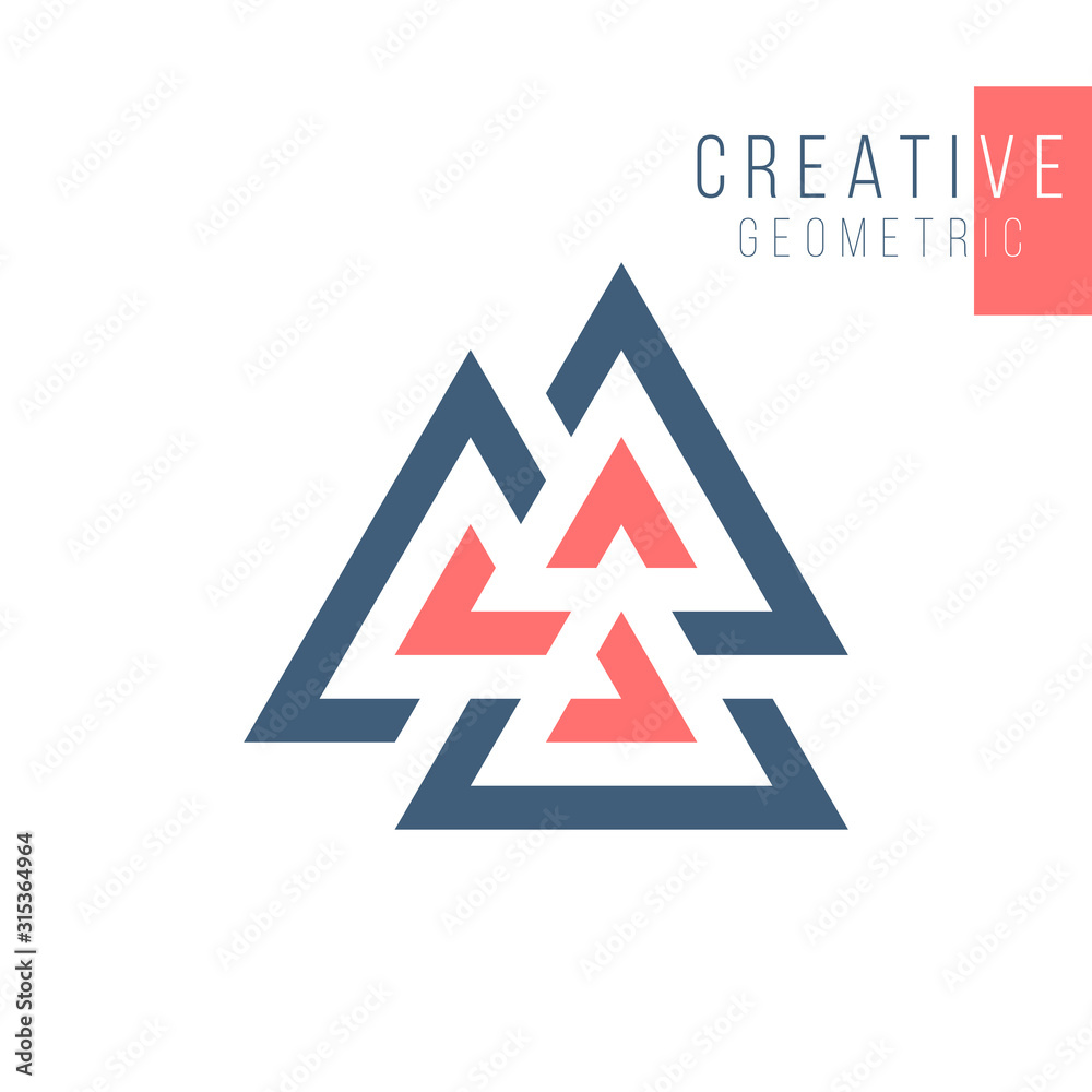 Geometric triangle unity or trinity abstract logo design. Technology ...