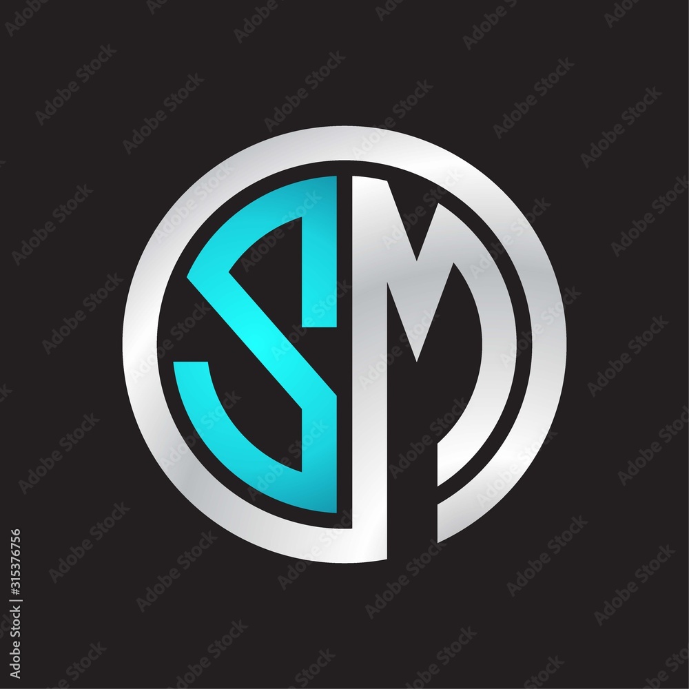 SM Initial logo linked circle monogram Stock Vector | Adobe Stock