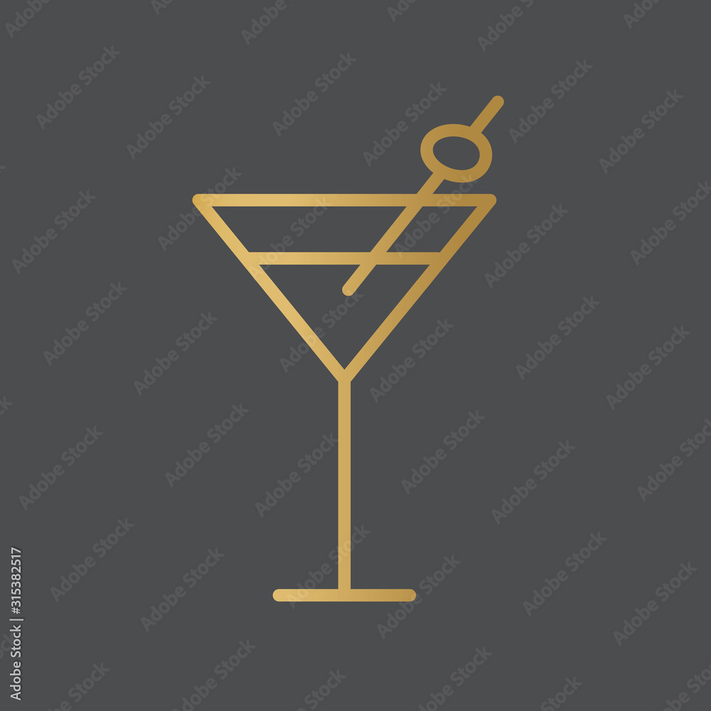 golden coctail glass icon- vector illustration Stock Vector | Adobe Stock