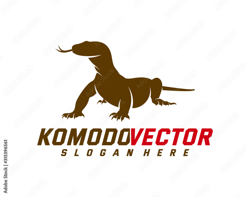 Komodo dragon logo design template. Graphic animal illustration. Stock ...