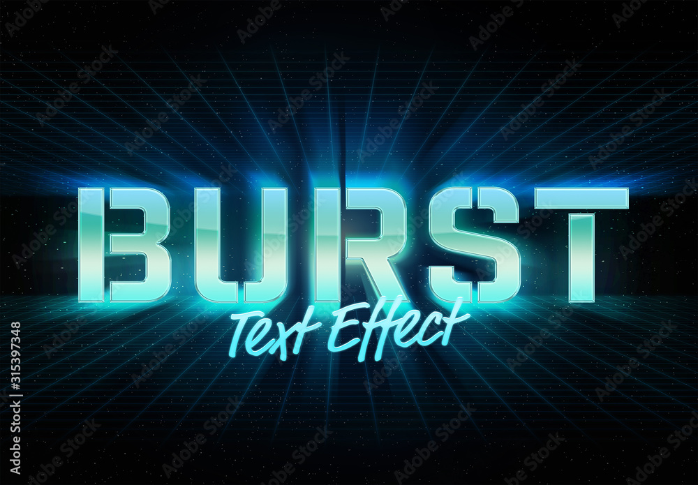 Burst Retro Style Text Effect Mockup Stock Template | Adobe Stock