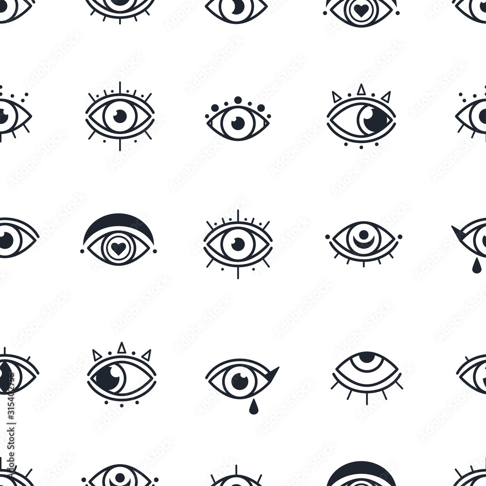 Abstract outline eyes, eyelashes. Closed and wide open. Minimalistic ...